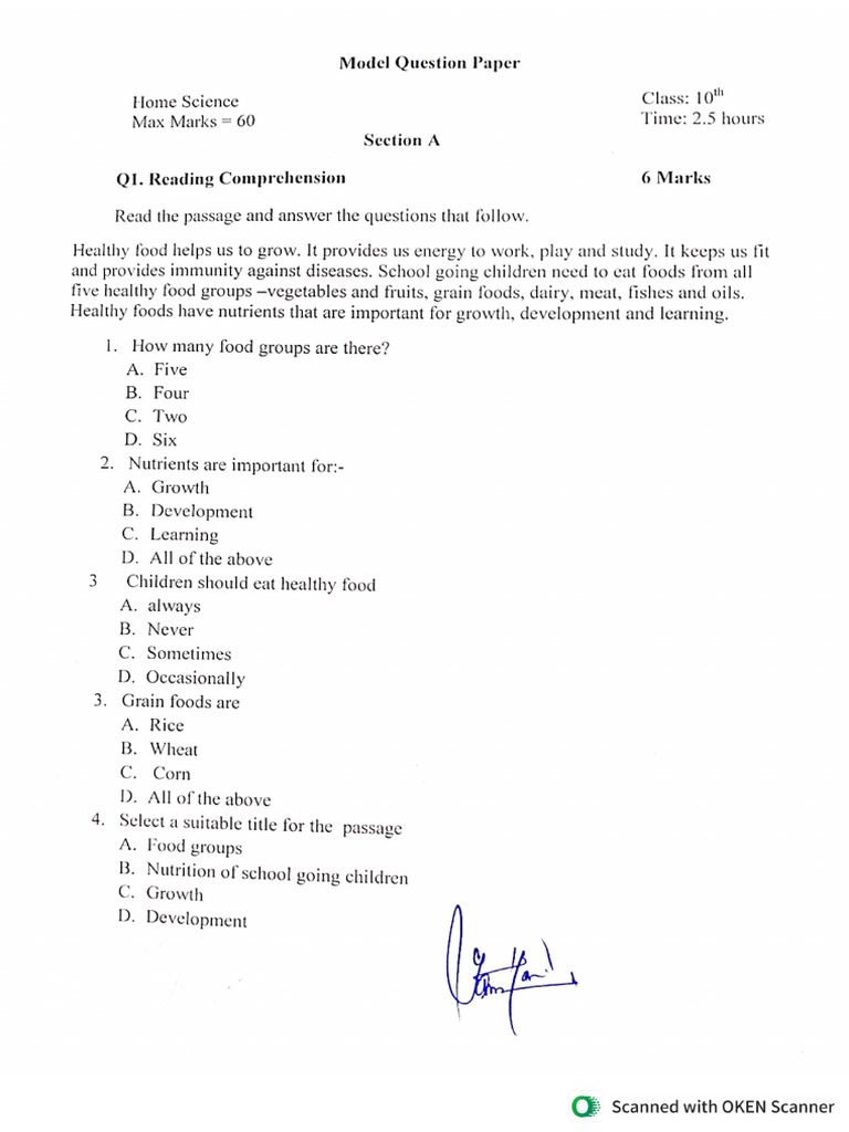 MTP CWSN Home Science 10th | PDF