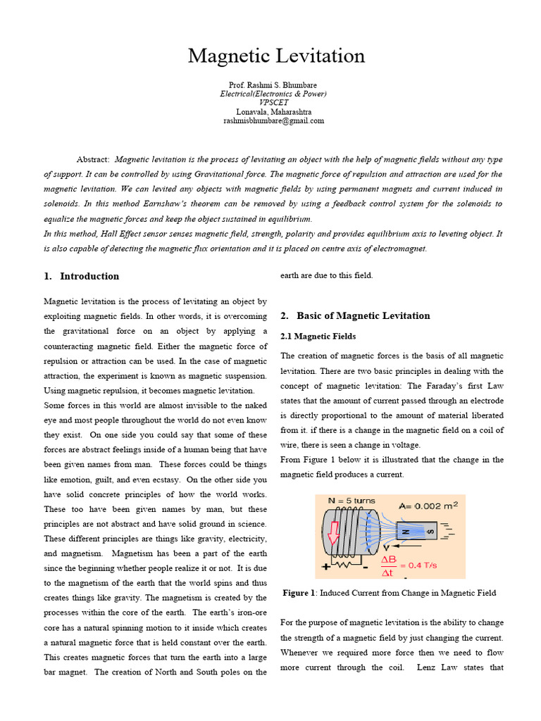 Magnetic levitation | PDF | Field Effect Transistor | Magnetic Field