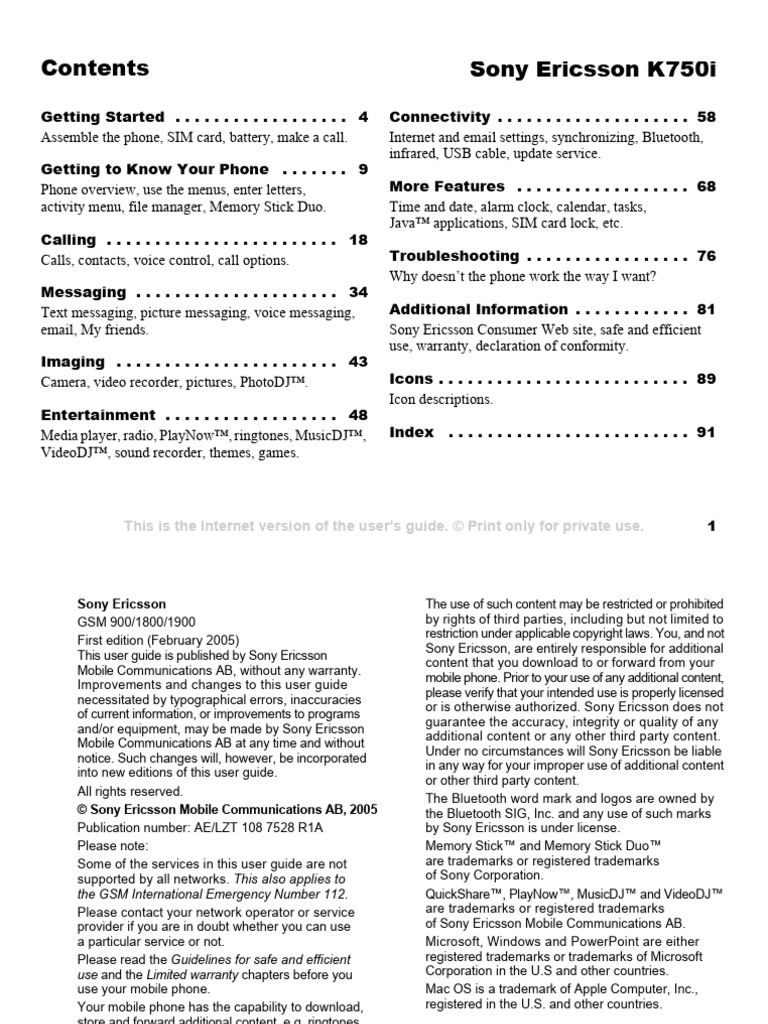 Userguide AE K750 | PDF | Computer File | Menu (Computing)