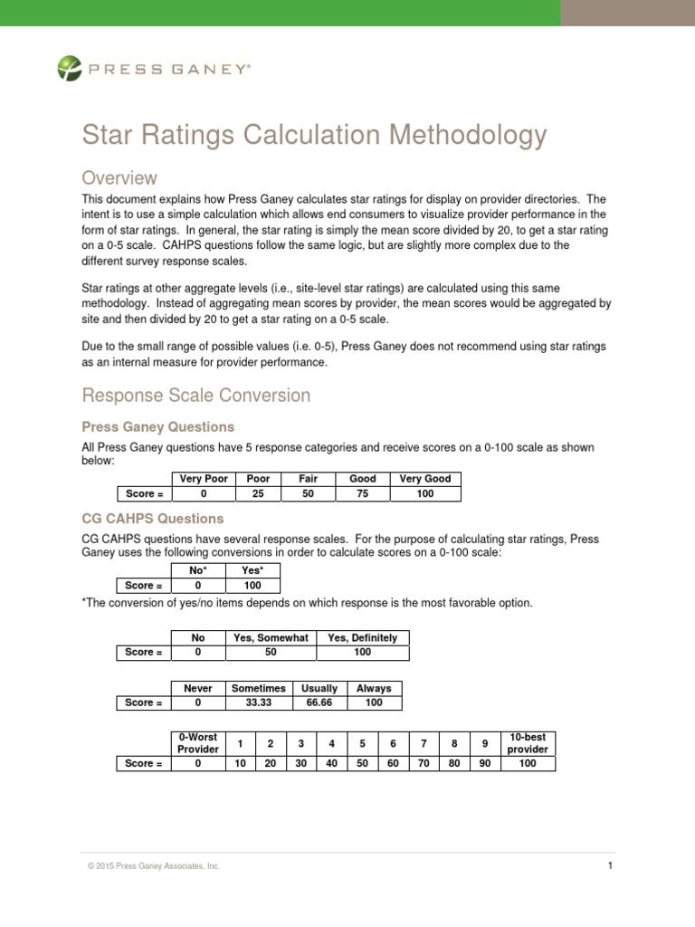 Star Calculation Methodology | PDF | Mean | Methodology