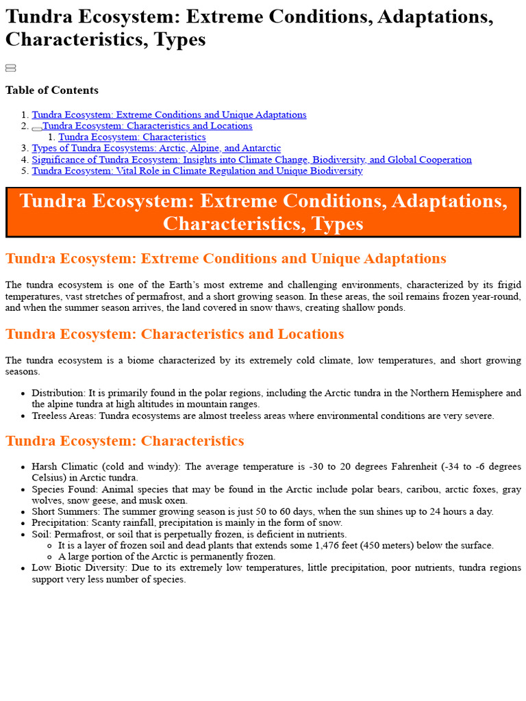 11.Tundra Ecosystem | Download Free PDF | Earth Sciences | Physical ...