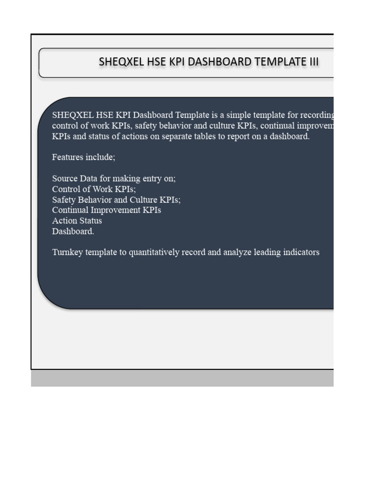 HSE KPI Dashboard Template Guide | PDF | Performance Indicator | Risk