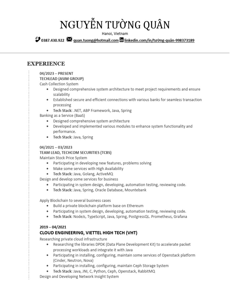 Cv Nguyen Tuong Quan Pdf Open Stack Java Programming Language 3659