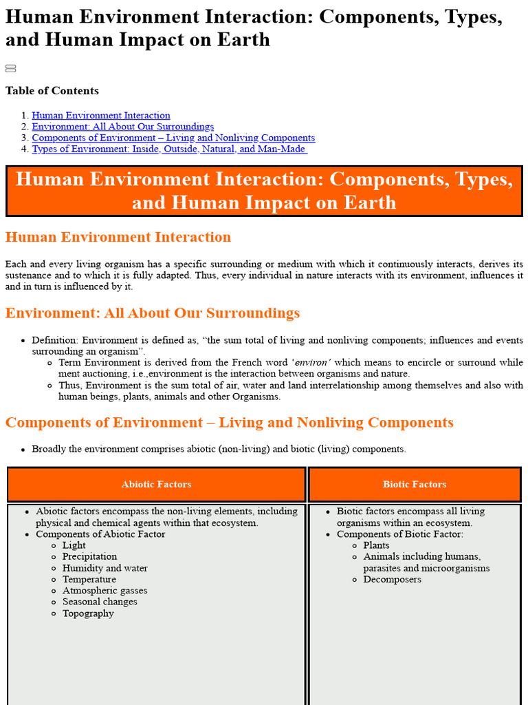 15.human Environment Interaction | PDF | Natural Environment | Ecosystem