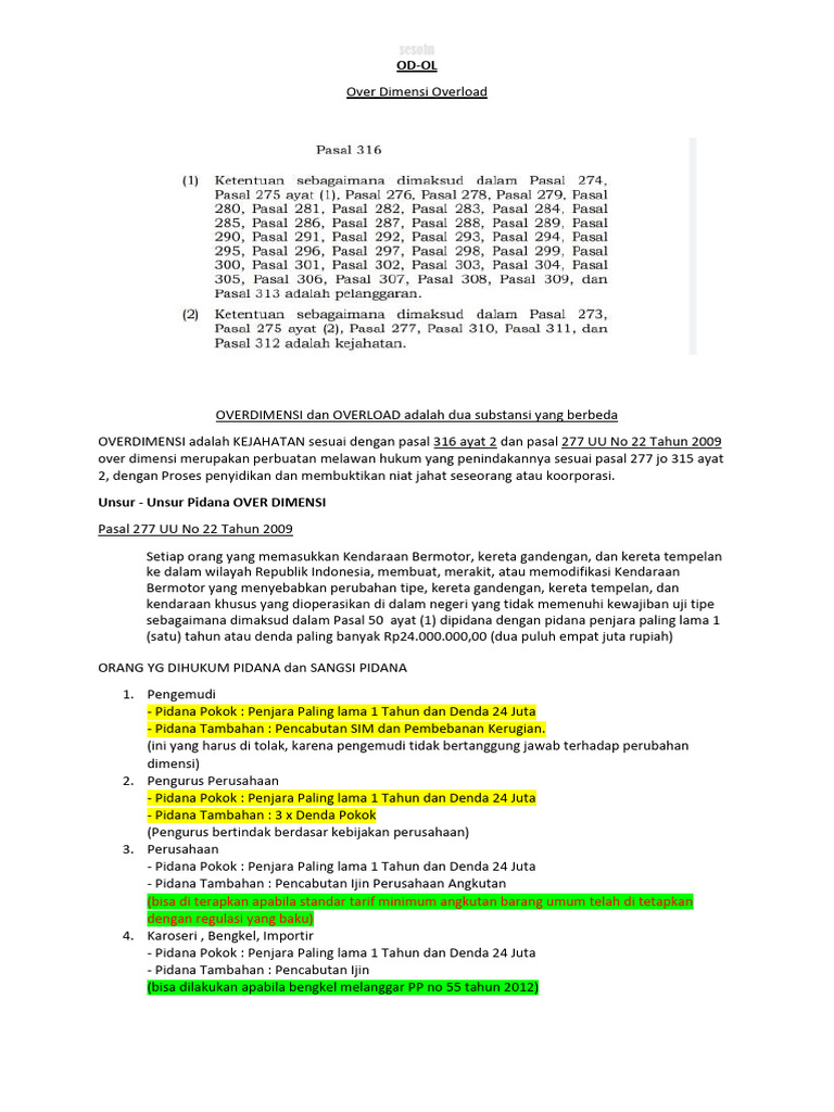 Over Dimensi Dan Over Load | PDF