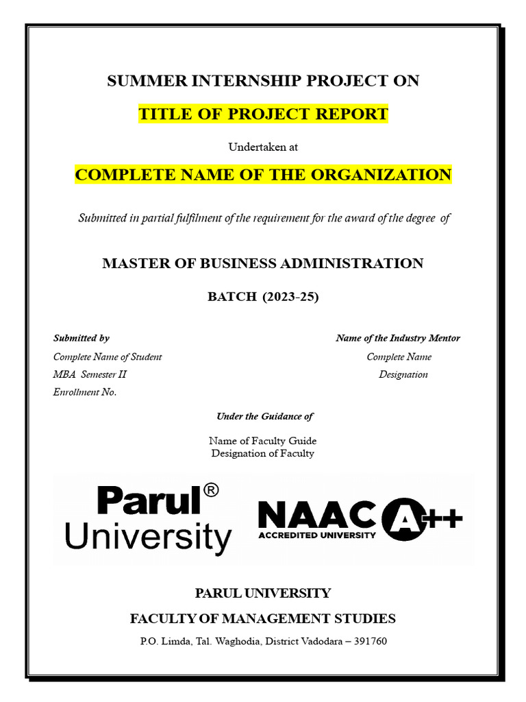 SIP Report Guidelines Final | Download Free PDF | Business