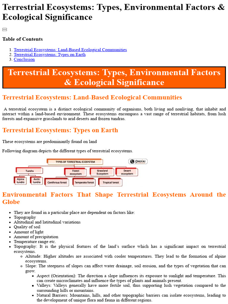 Overview of Terrestrial Ecosystems | PDF | Ecosystem | Soil