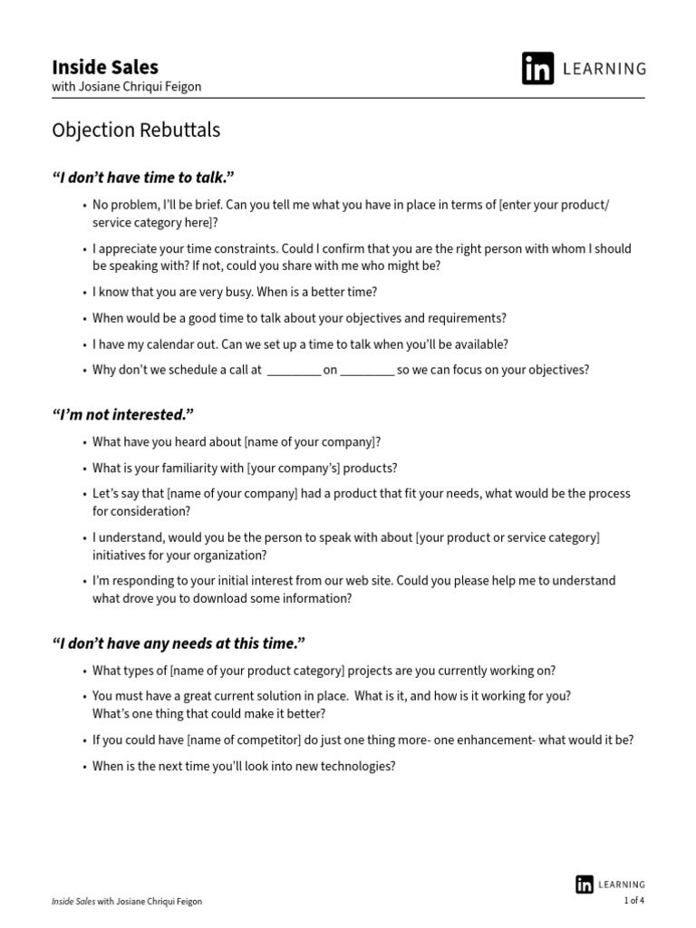 Objection Rebuttals | PDF | Business Economics | Business