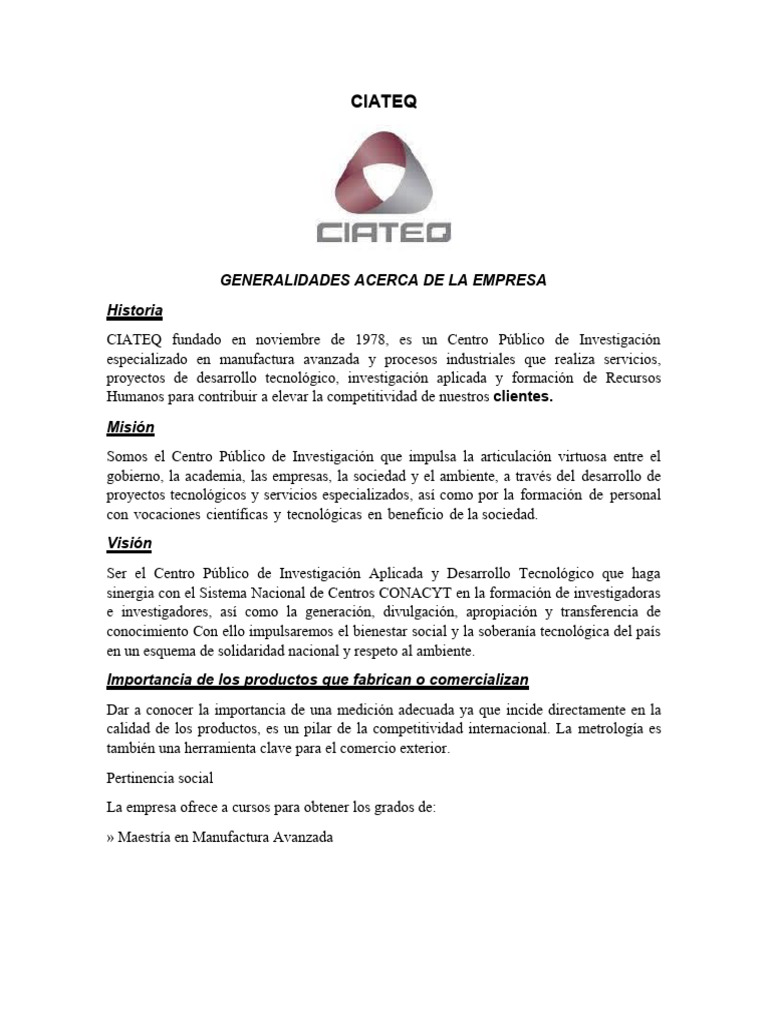 Ciateq | PDF | Investigación y desarrollo | Ingeniería