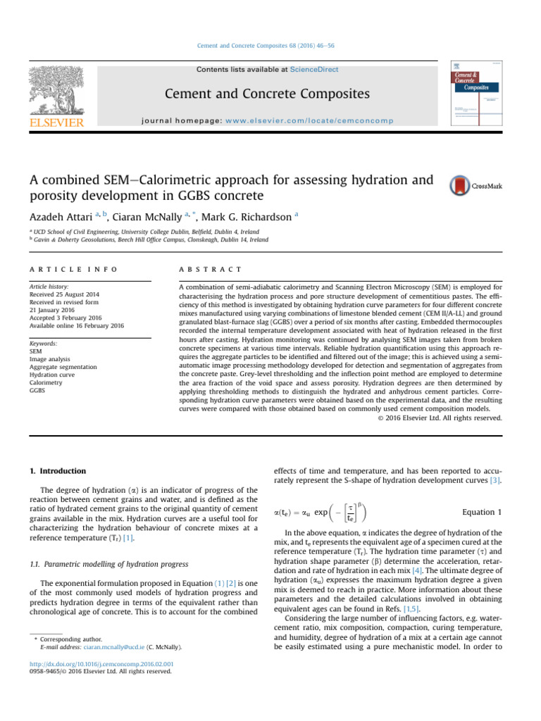 A Combines SEM-Calorimetric Approach For Assessing Hydration and ...
