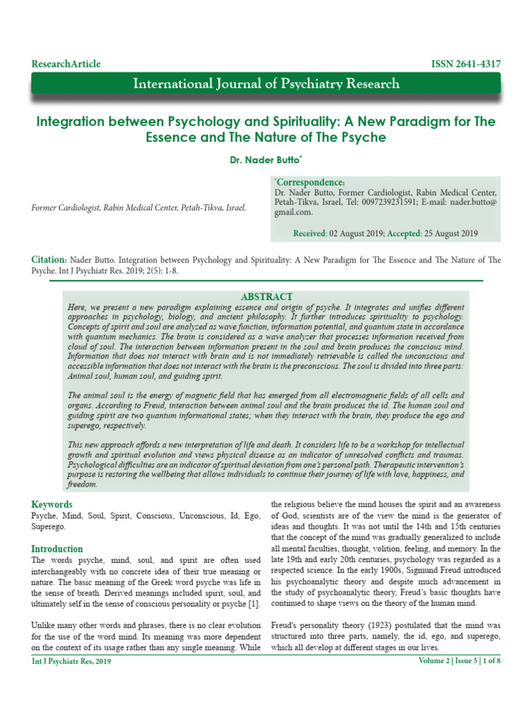 Integration of Psychology and Spirituality | PDF | Id | Soul