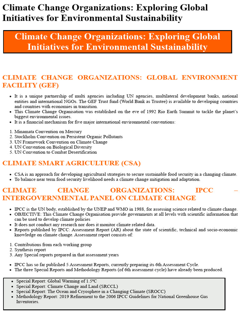Global Climate Initiatives Overview | PDF | Global Environment Facility ...
