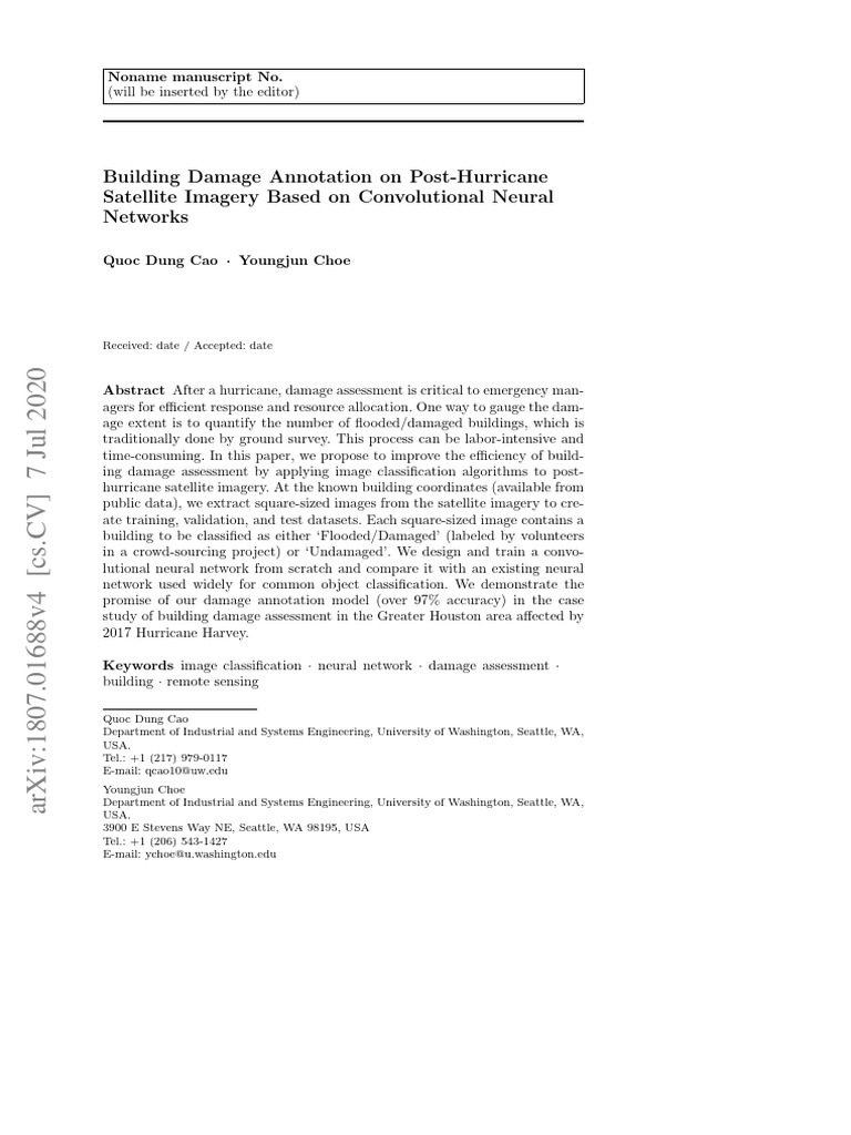 Post-Hurricane Building Damage Detection | PDF | Machine Learning ...