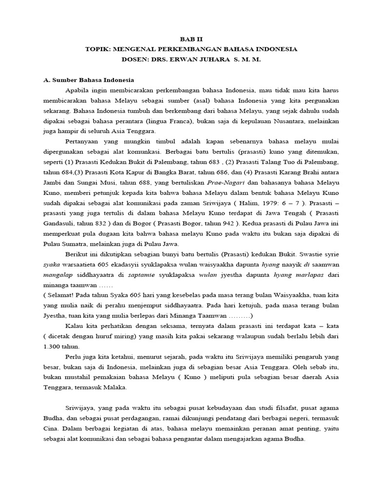 BAB II Sejarah Bahasa Indonesia | PDF