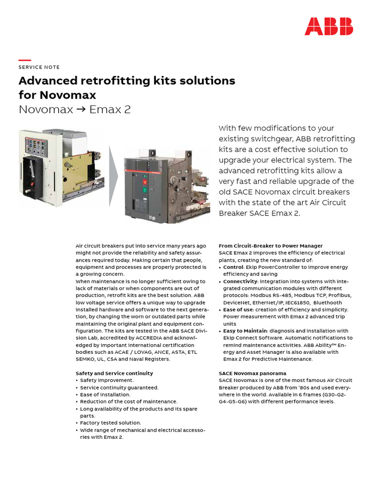 1SDC001148L0201 - Service Note - Novomax Vs Emax 2 | PDF | Electrical ...