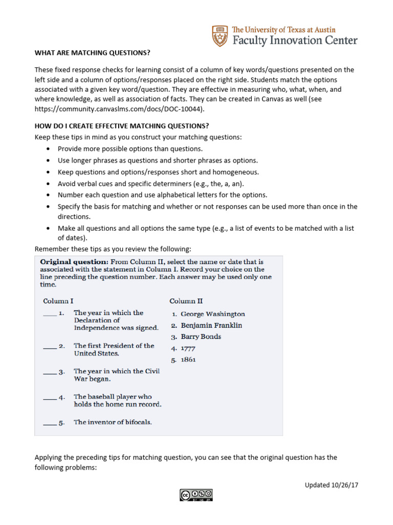 Matching Questions | PDF