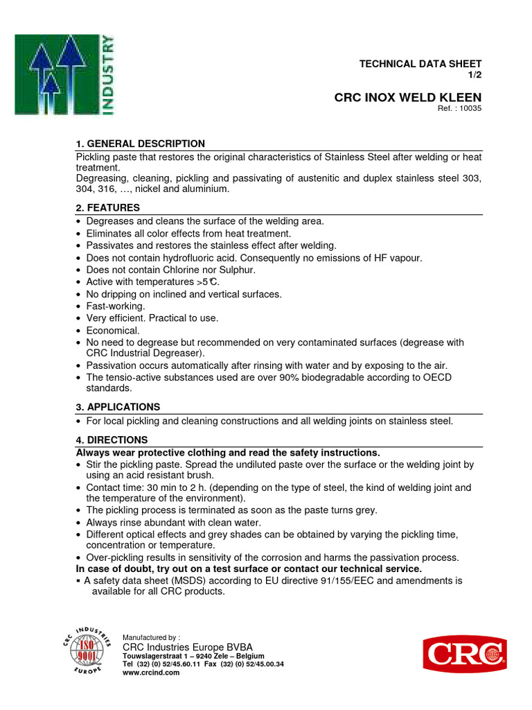 Inox_Weld_Kleen (1) | Download Free PDF | Stainless Steel | Building ...