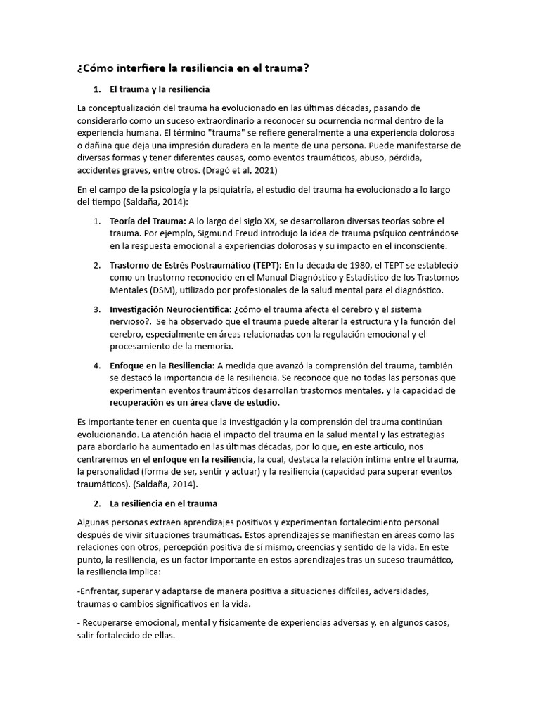 Artículo Resiliencia y Trauma | PDF | Trauma psicólogico | Resiliencia ... Artículo Resiliencia y Trauma | PDF | Trauma psicólogico | Resiliencia ...