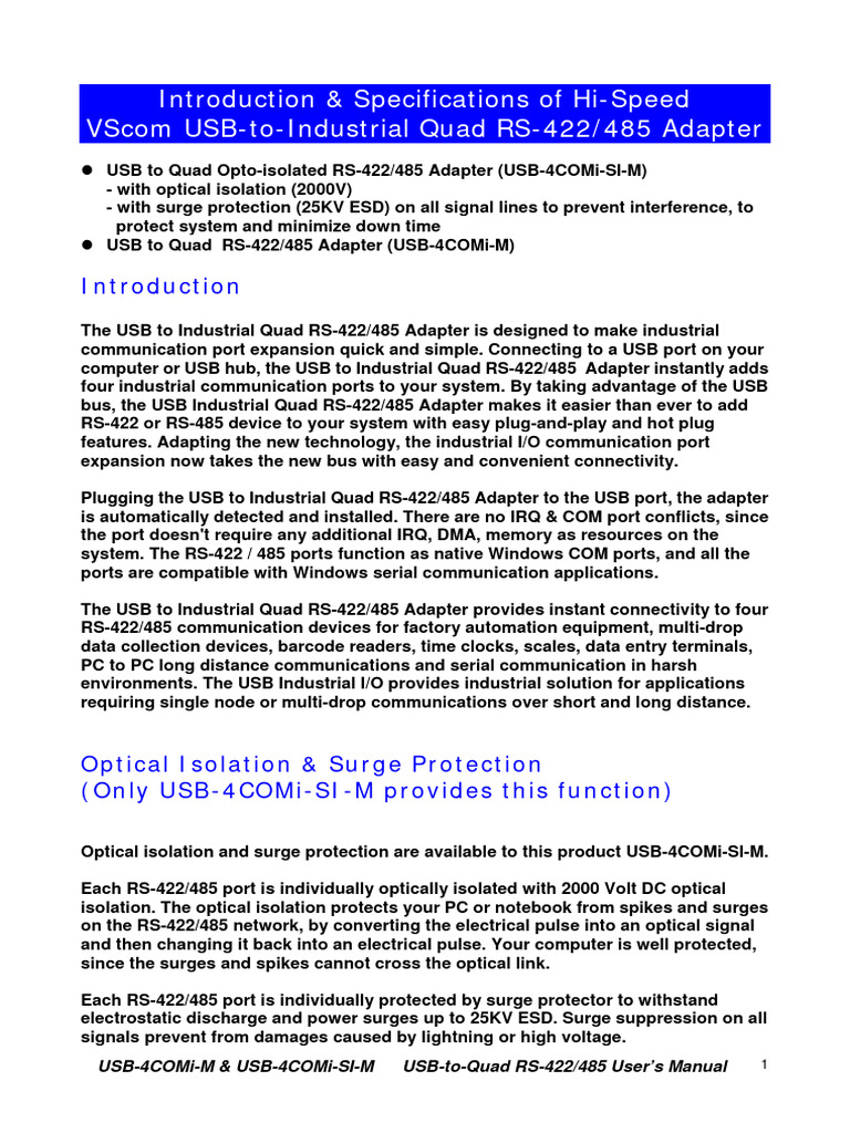 USB-4COMi-M and USB-4COMi-SI-M Manual (Part 038) | PDF | Usb | Device Driver
