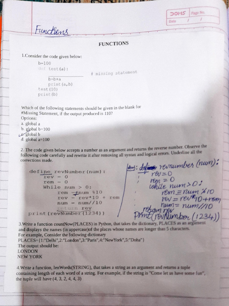 Cs Revision Class 11 Pdf Parameter Computer Programming String