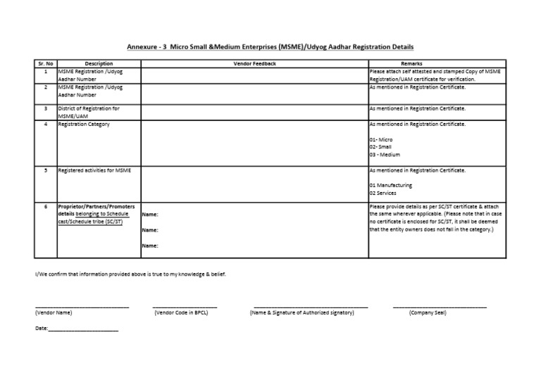 Annexure 3 Msme Pdf Small And Medium Sized Enterprises