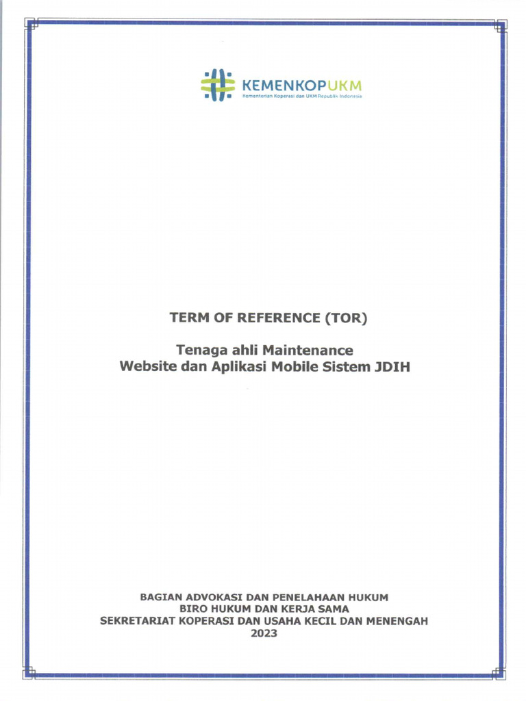 Pengadaan TOR TA JDIH | PDF