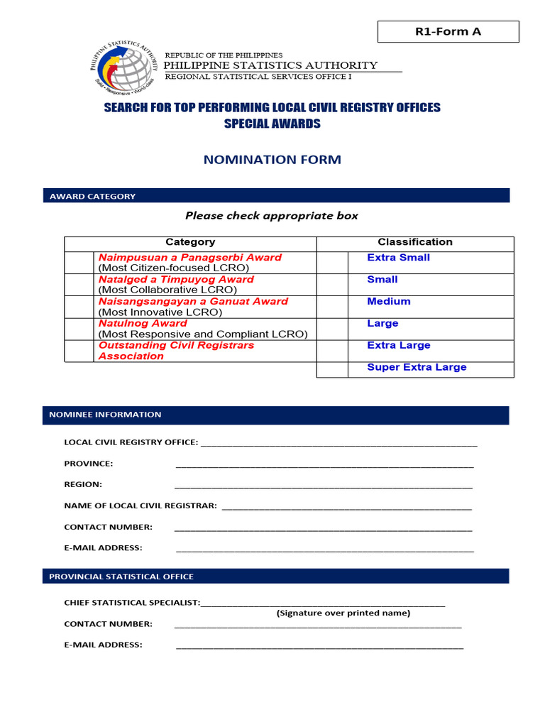 Nomination Form Top Performing LCRO Special Awards | PDF