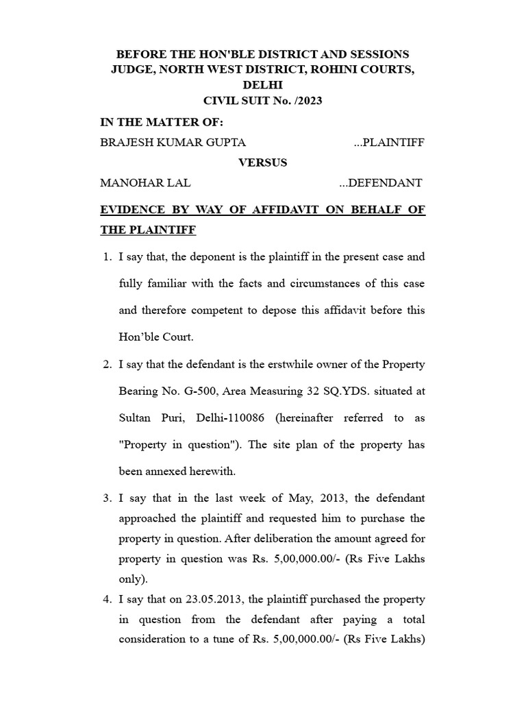 Evidence Affidavit Brajesh Kumar | PDF | Deed | Affidavit