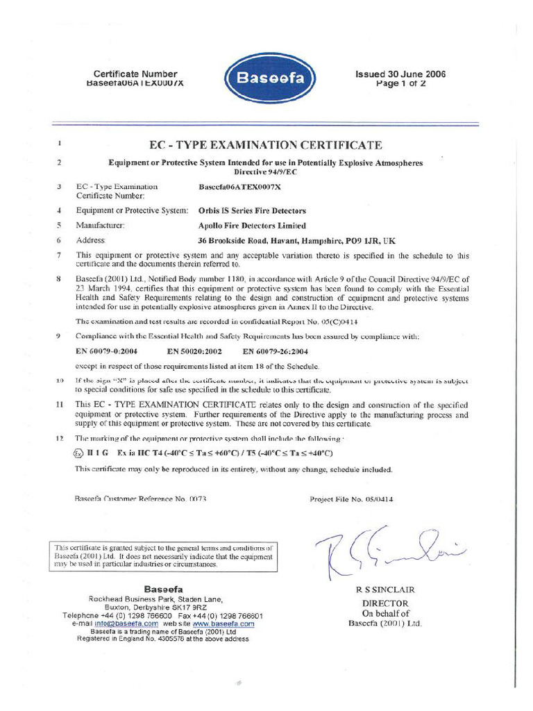 BASEEFA - British Approval Service For Electrical Equipment in ...