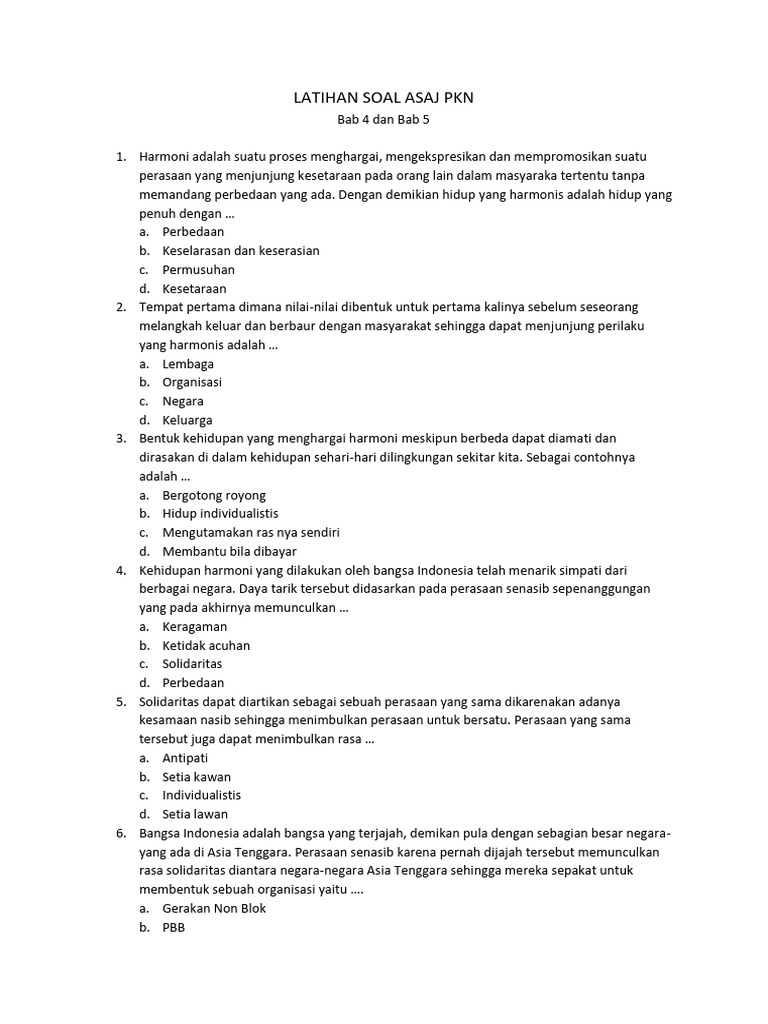 Latihan Soal Asaj PKN | PDF