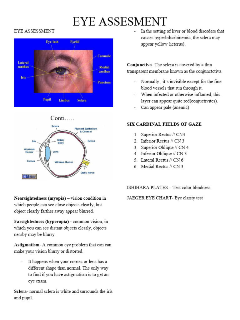 EYE ASSESSMENT Reviewer | PDF