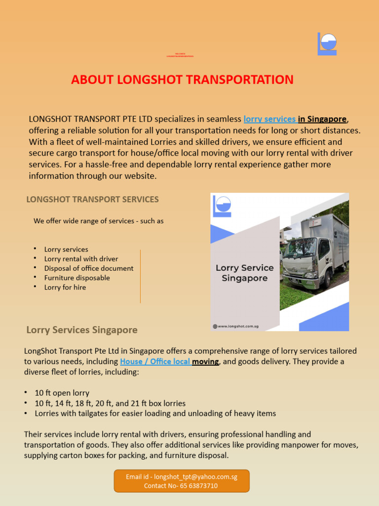 Efficient and Reliable Lorry Services in Singapore by LongShot Transport | PDF | Cargo | Transport