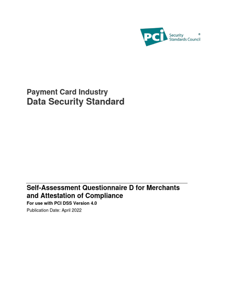 Pci Dss v4 0 Saq D Merchant | PDF | Payment Card Industry Data Security ...