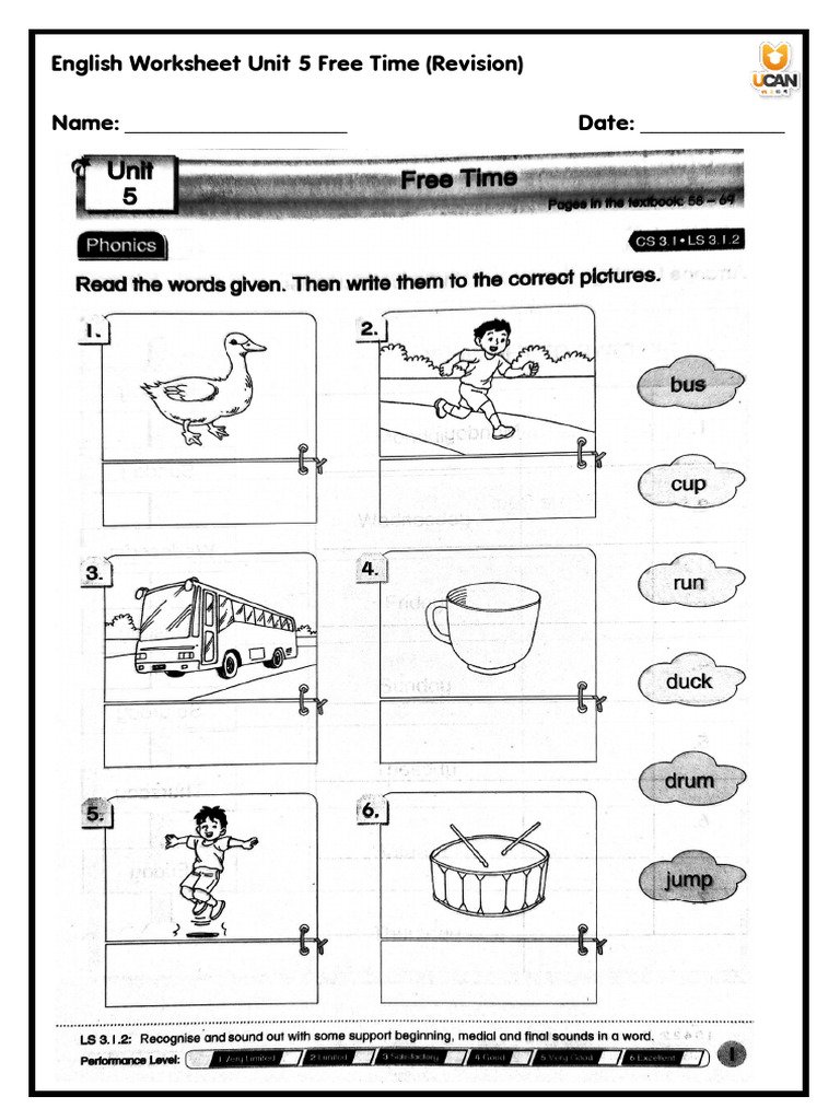 English Worksheet: Free Time Revision | PDF