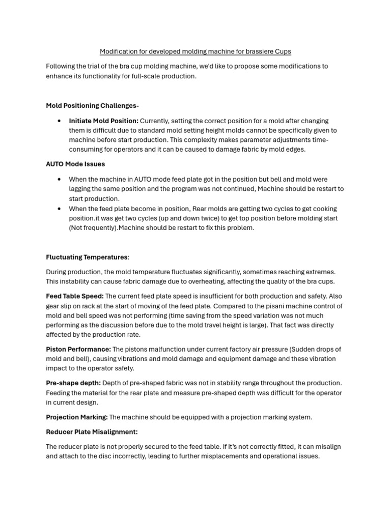 Modification For Developed Molding Machine For Brassiere Cups | PDF ...