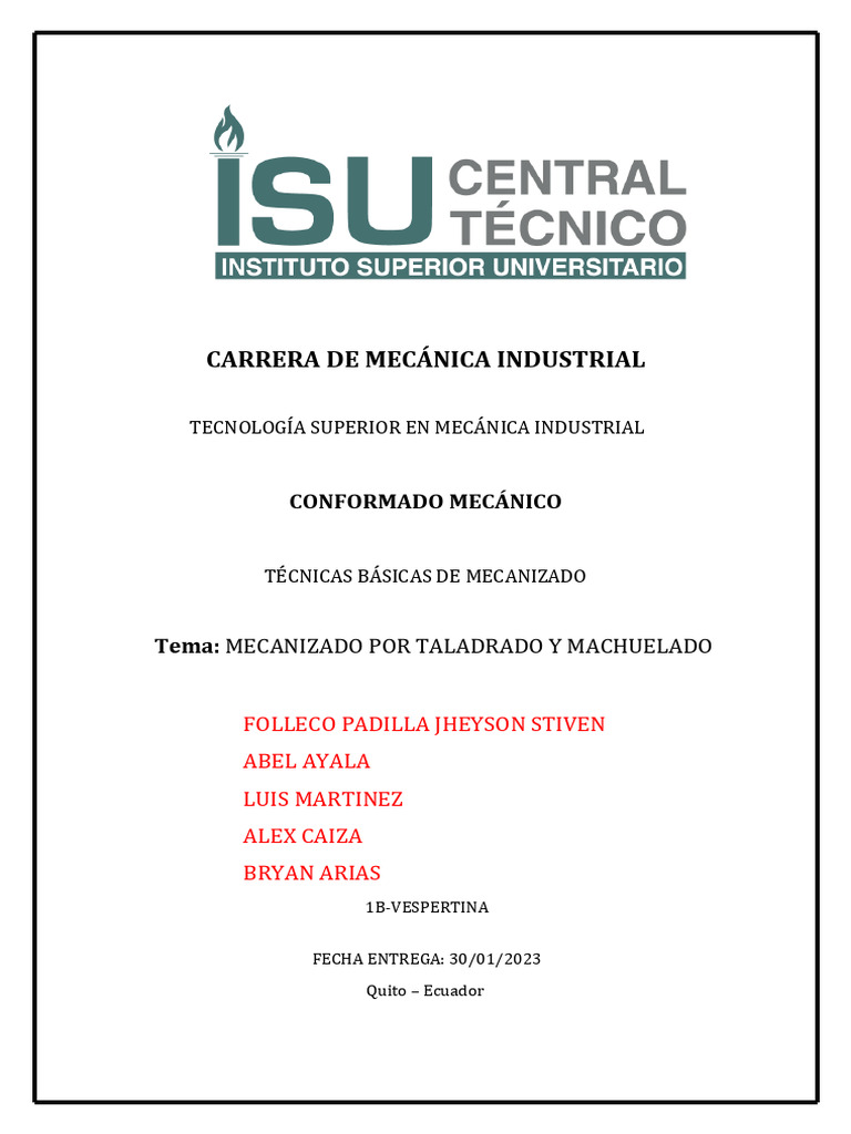 Taladrado y Machuelado | PDF | Perforar | Mecanizado
