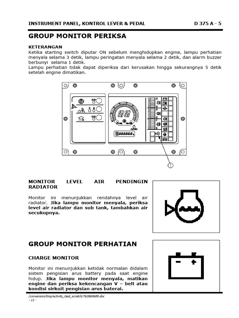 Panel Instrumen Dozer D375 A-5 | PDF