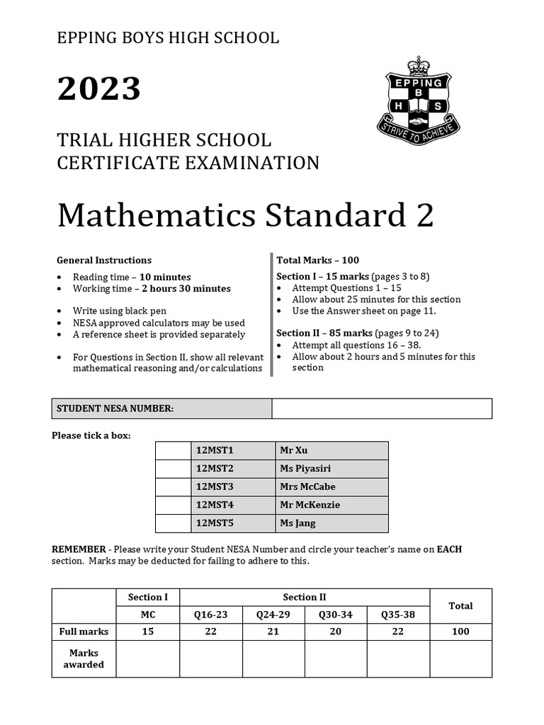 2023 Epping Math STD Trial | PDF | Present Value | Credit