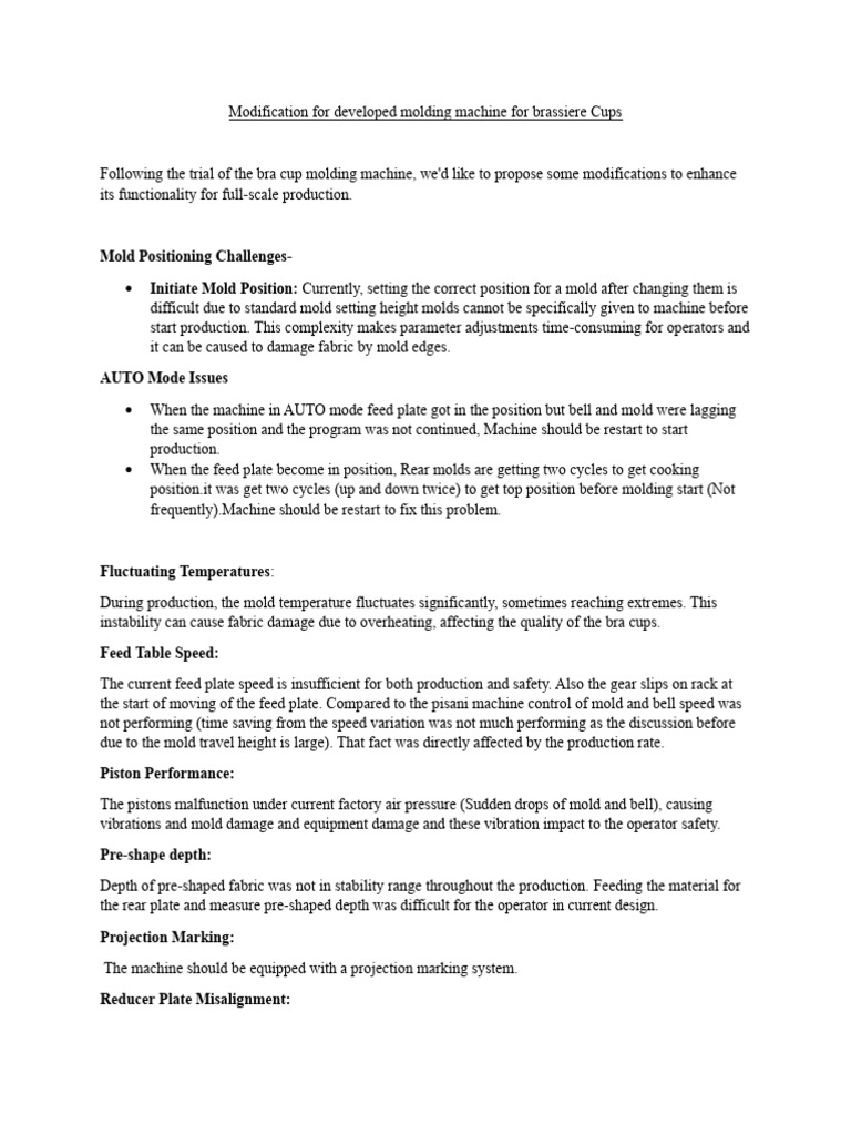 Modification For Developed Molding Machine For Brassiere Cups | PDF ...