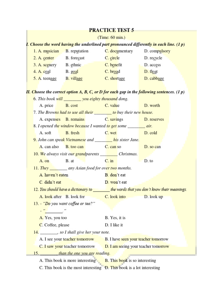 PRACTICE TEST 5 | PDF | Paintings | Earthquakes