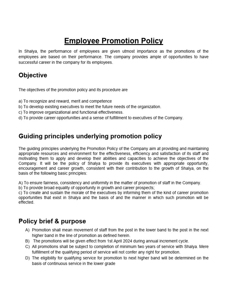 Employee Promotion Policy | PDF | Employment | Recruitment