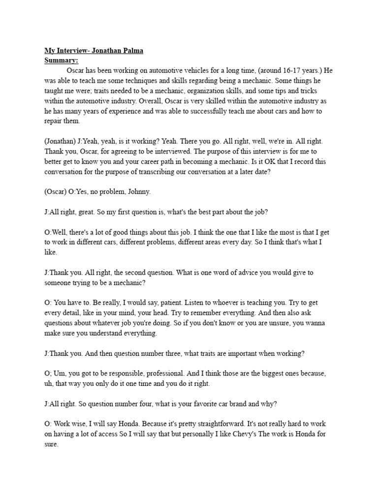 Interview Transcript Pdf