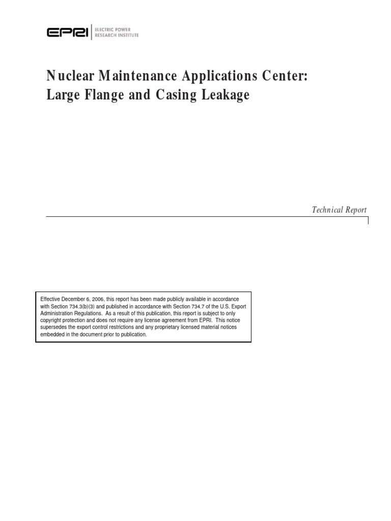 Nuclear Maintenance Applications Center - Large Flange and Casing ...