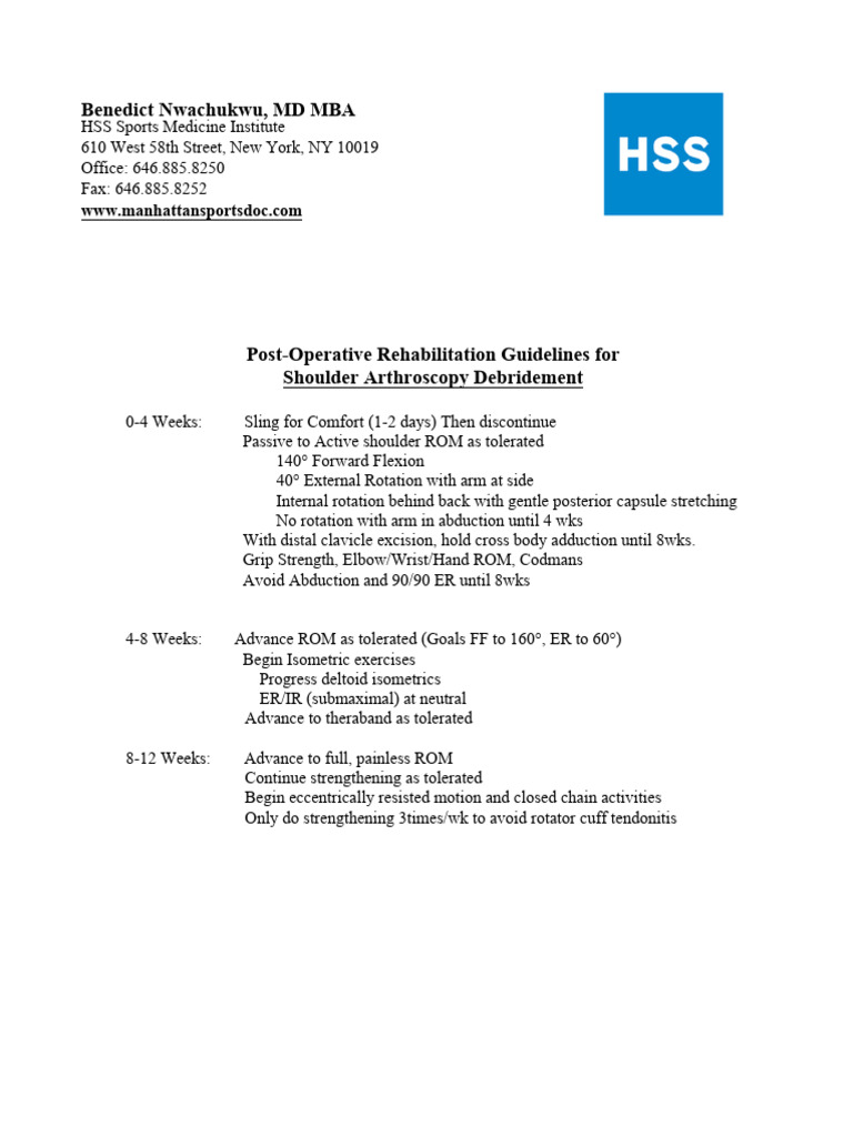 Shoulder Arthroscopy Sad Dce Rehabilitation | PDF