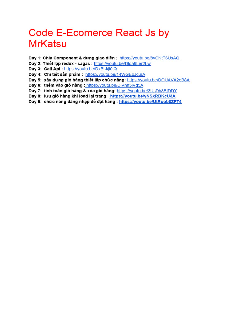 Xây D NG Website Bán Hàng React Js Tutorial by MR - Katsu | PDF Xây D NG Website Bán Hàng React Js Tutorial by MR - Katsu | PDF
