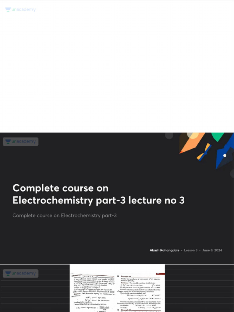 Complete Course On Electrochemistry Part3 Lecture No 3 With Anno | PDF