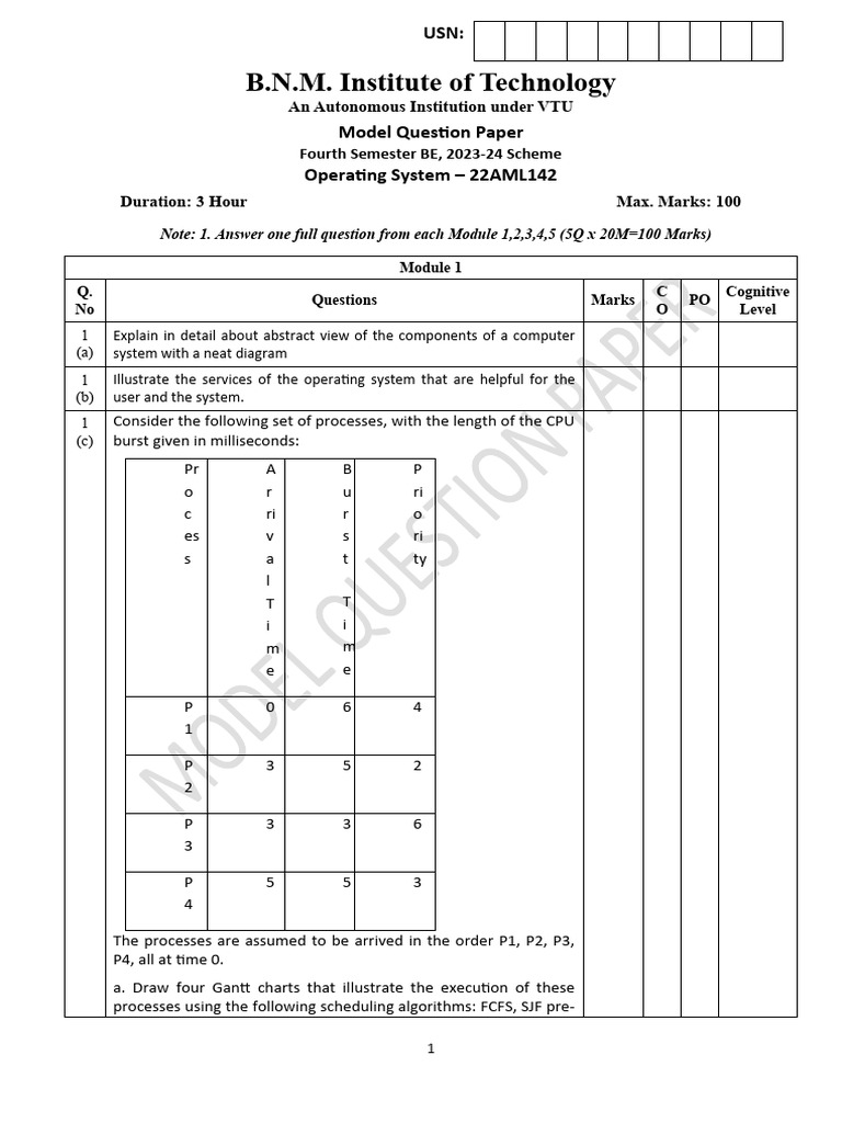 Model Os Qp Be Pdf Scheduling Computing Applied Mathematics 