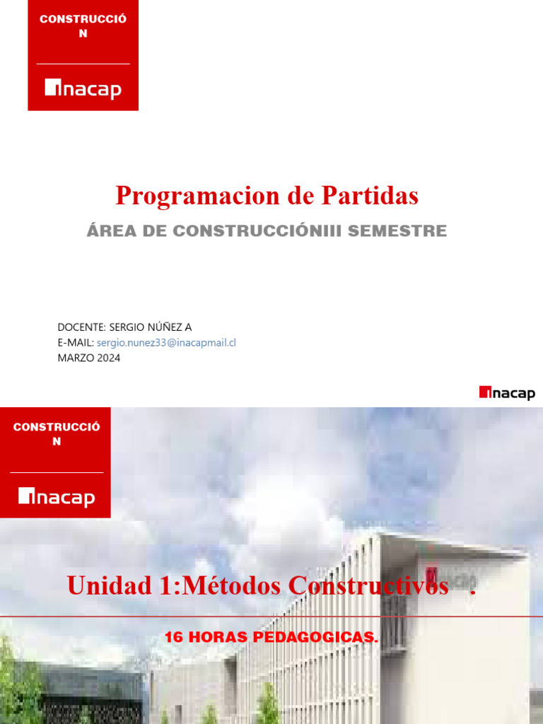 Clase 2 U1 - Programacion de Partidas | PDF | Hormigón | edificio
