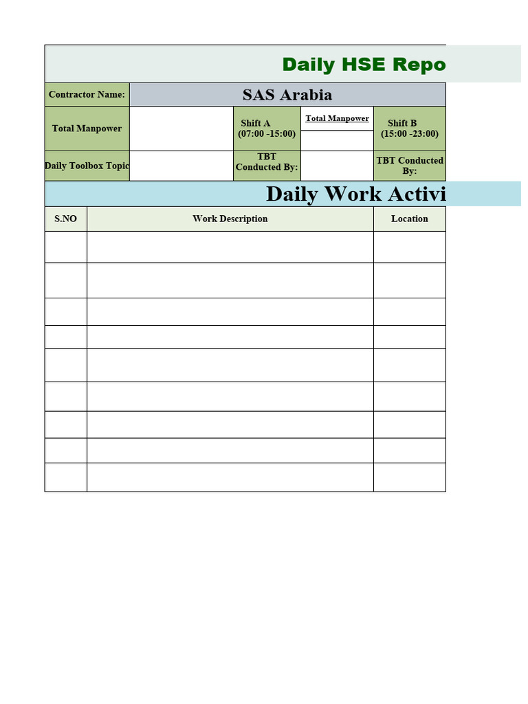 Daily Hse Report New | PDF