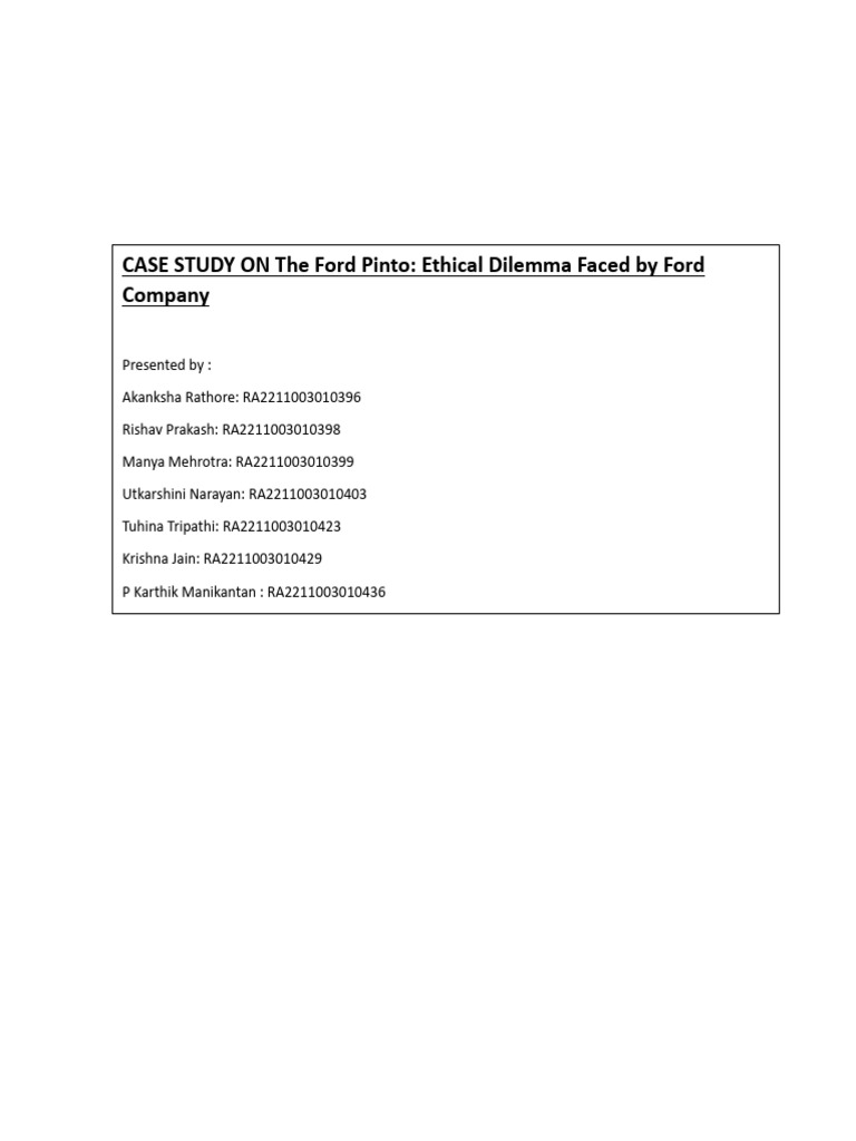 The Ford Pinto Case Study | Download Free PDF | Utilitarianism | Safety